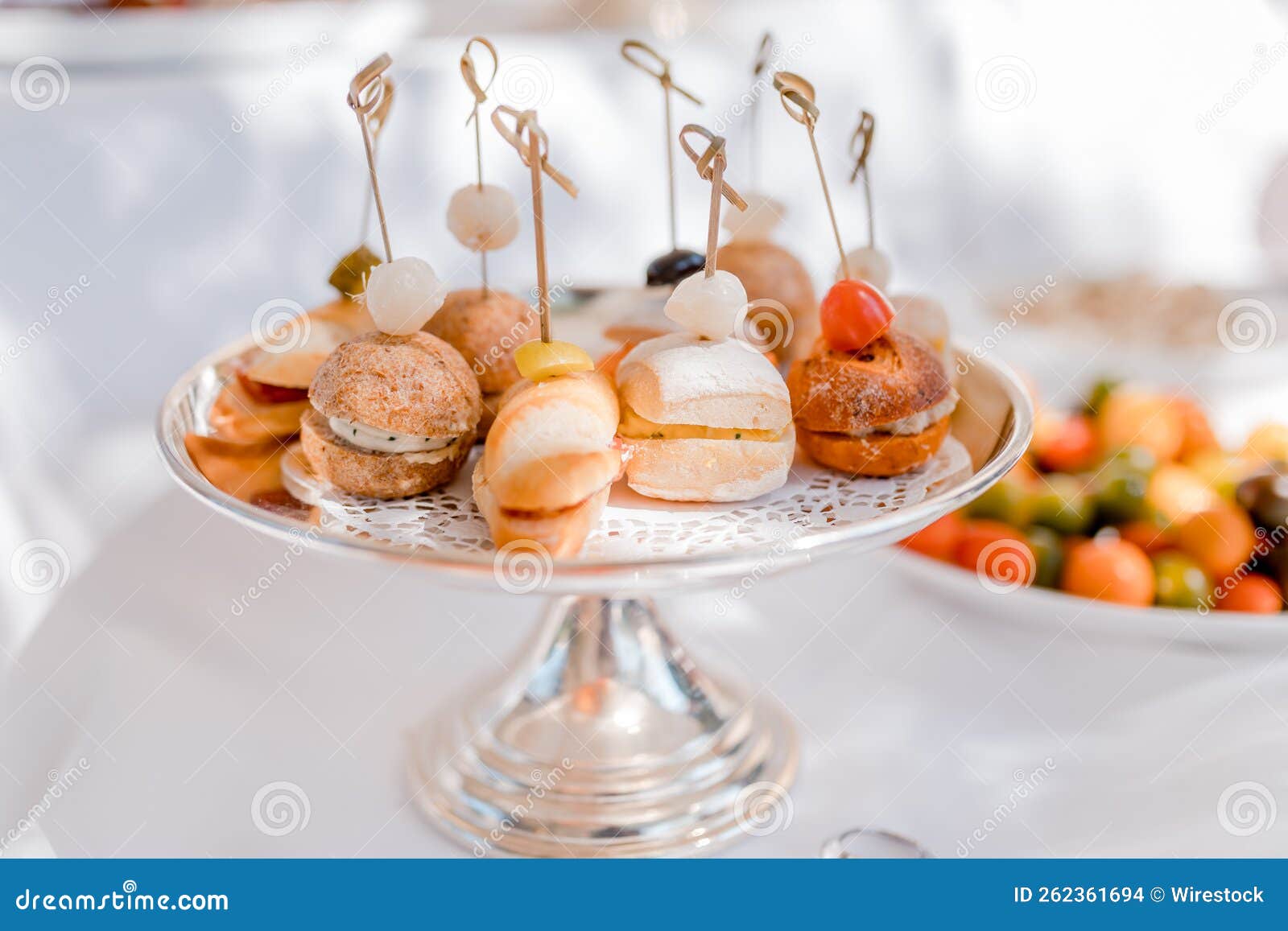 Mini Burger Canapes on a Table Stock Photo - Image of canape, table ...