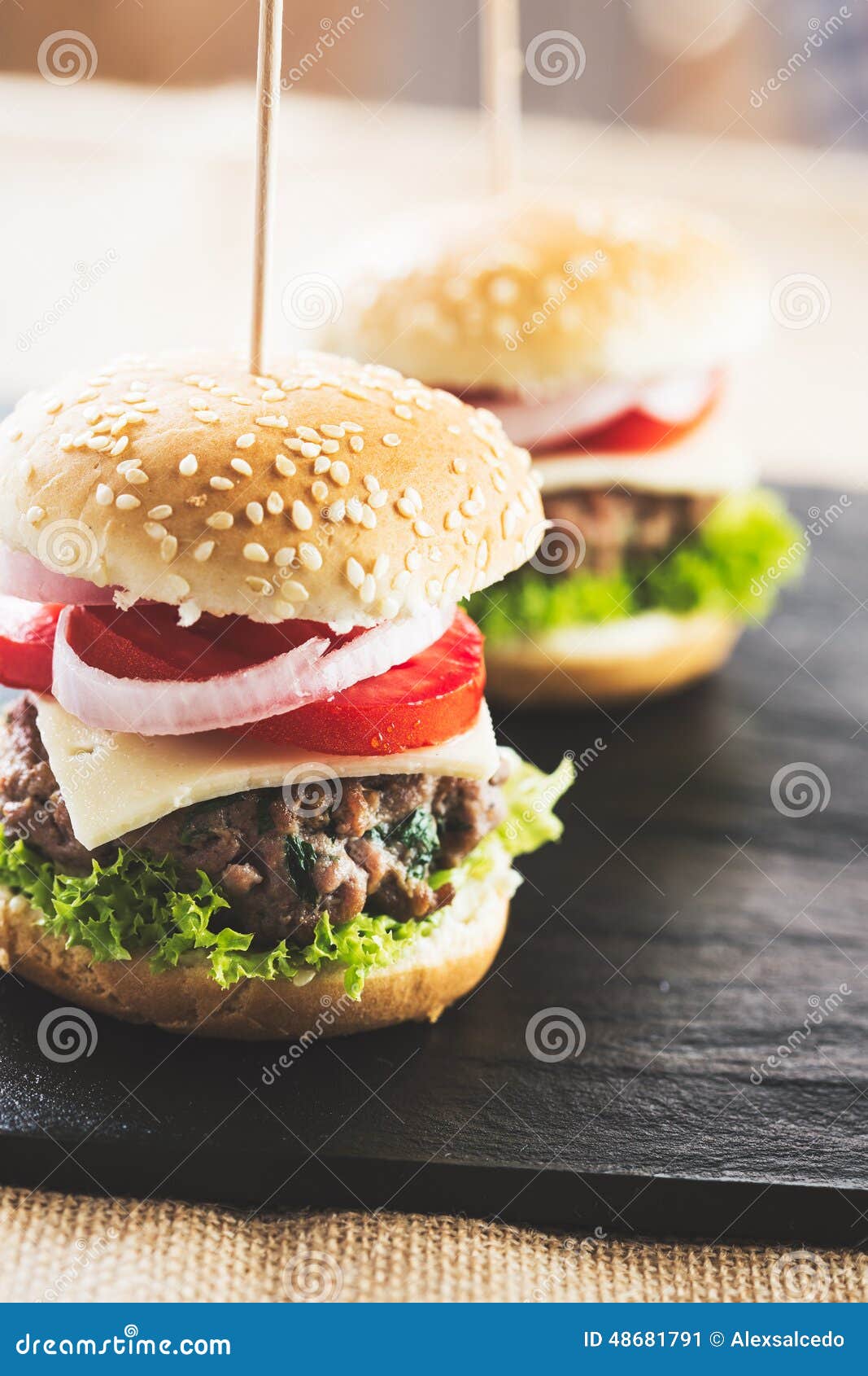 Mini burgers stock image. Image of meat, onion, snack - 48681791