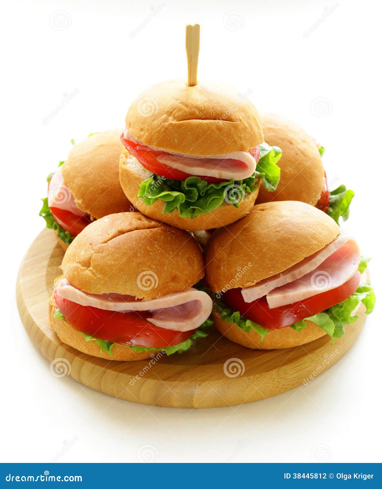 Mini Burgers with Ham and Vegetables Stock Photo - Image of burger ...