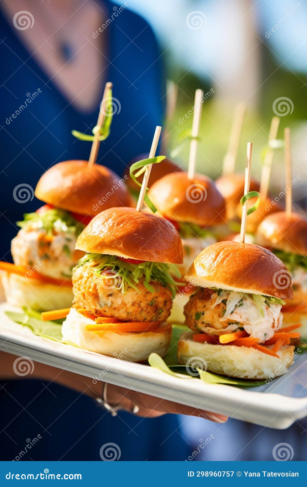 Mini Burgers on a Plate. Generative AI, Stock Image - Image of ...