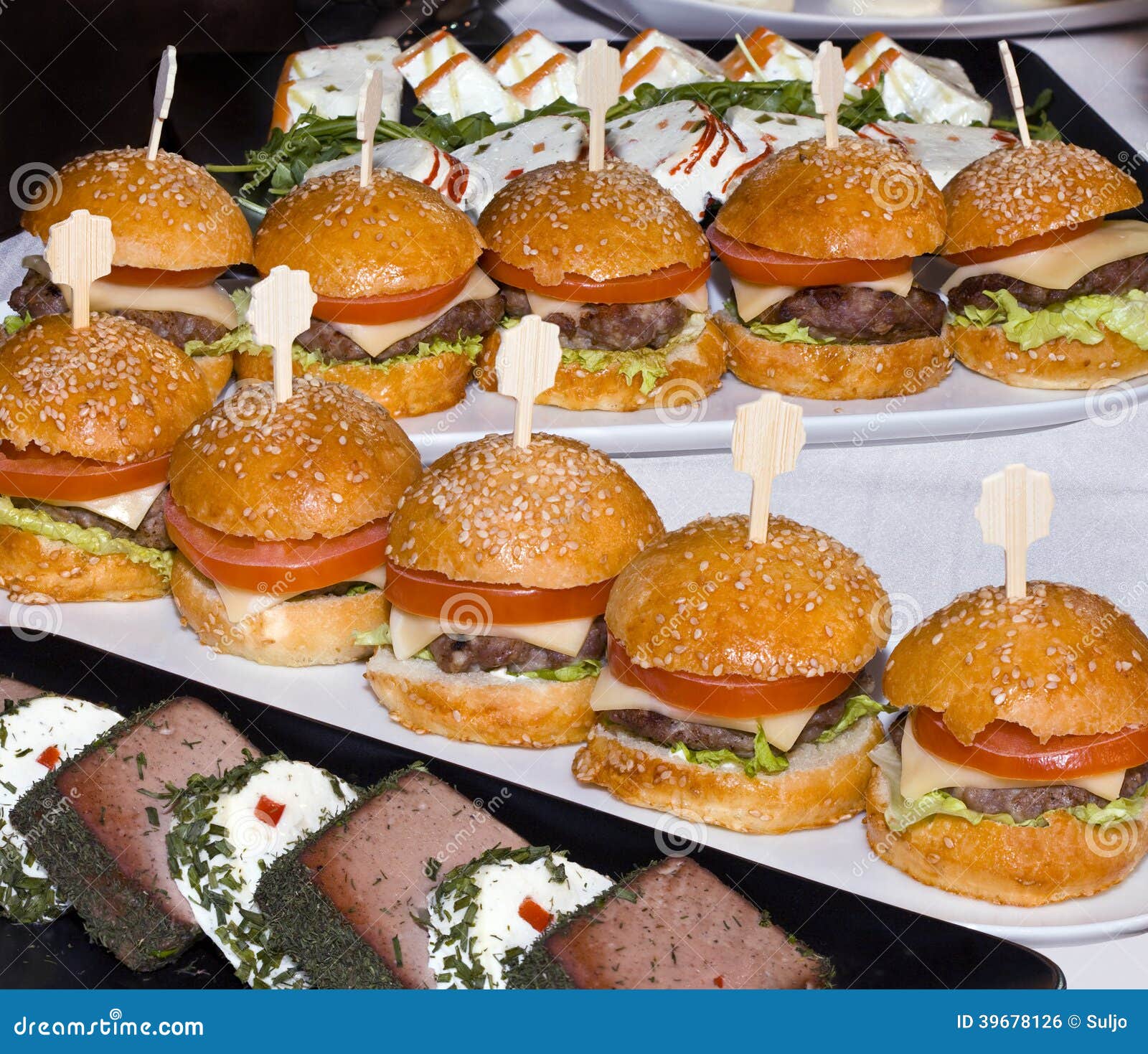 Mini Burgers On The Bun With Sesame Seeds Stock Image | CartoonDealer ...