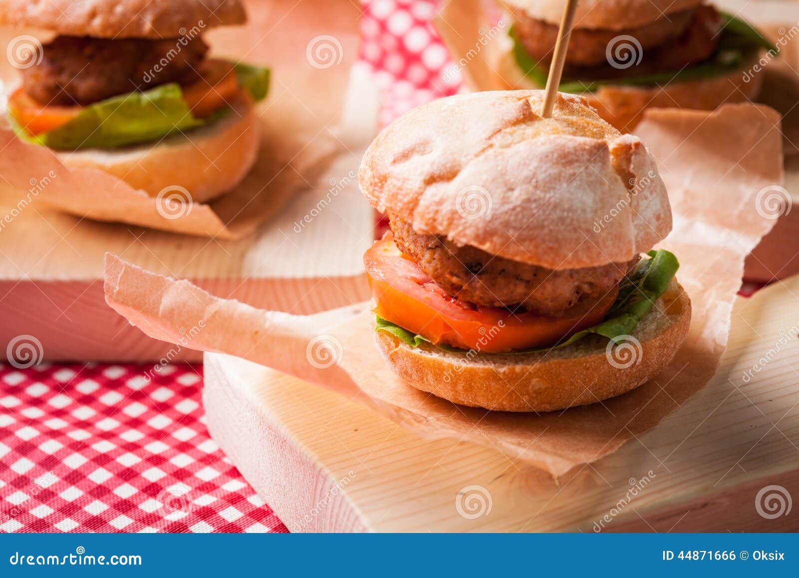 Mini burgers stock photo. Image of grilled, meat, tomato - 44871666