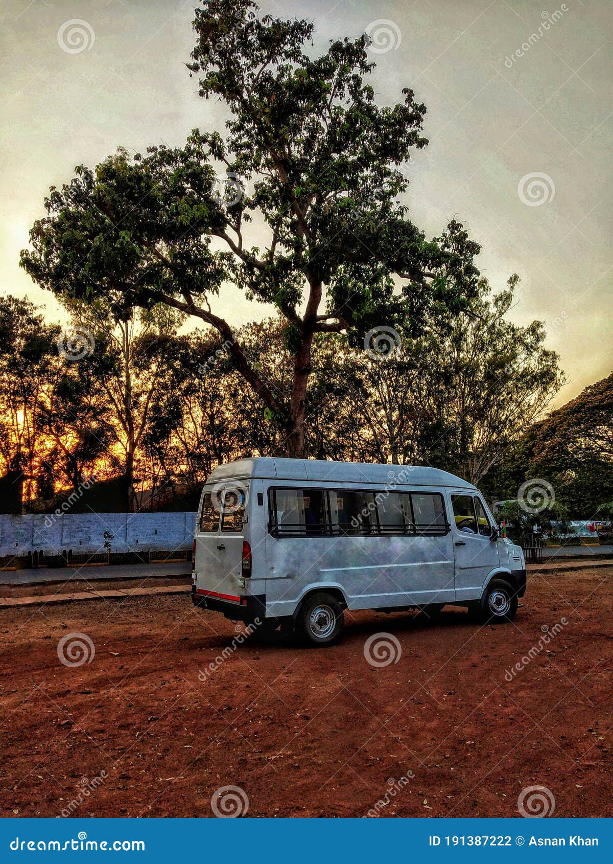 A Mini Bus Parked Under a Tree Stock Photo - Image of educational ...