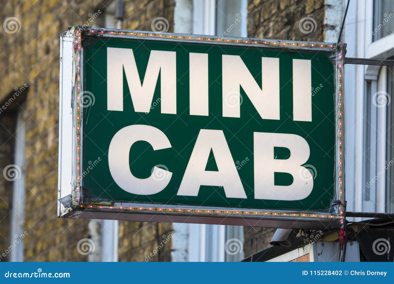 Mini Cab Sign stock photo. Image of mini, businesses - 115228402