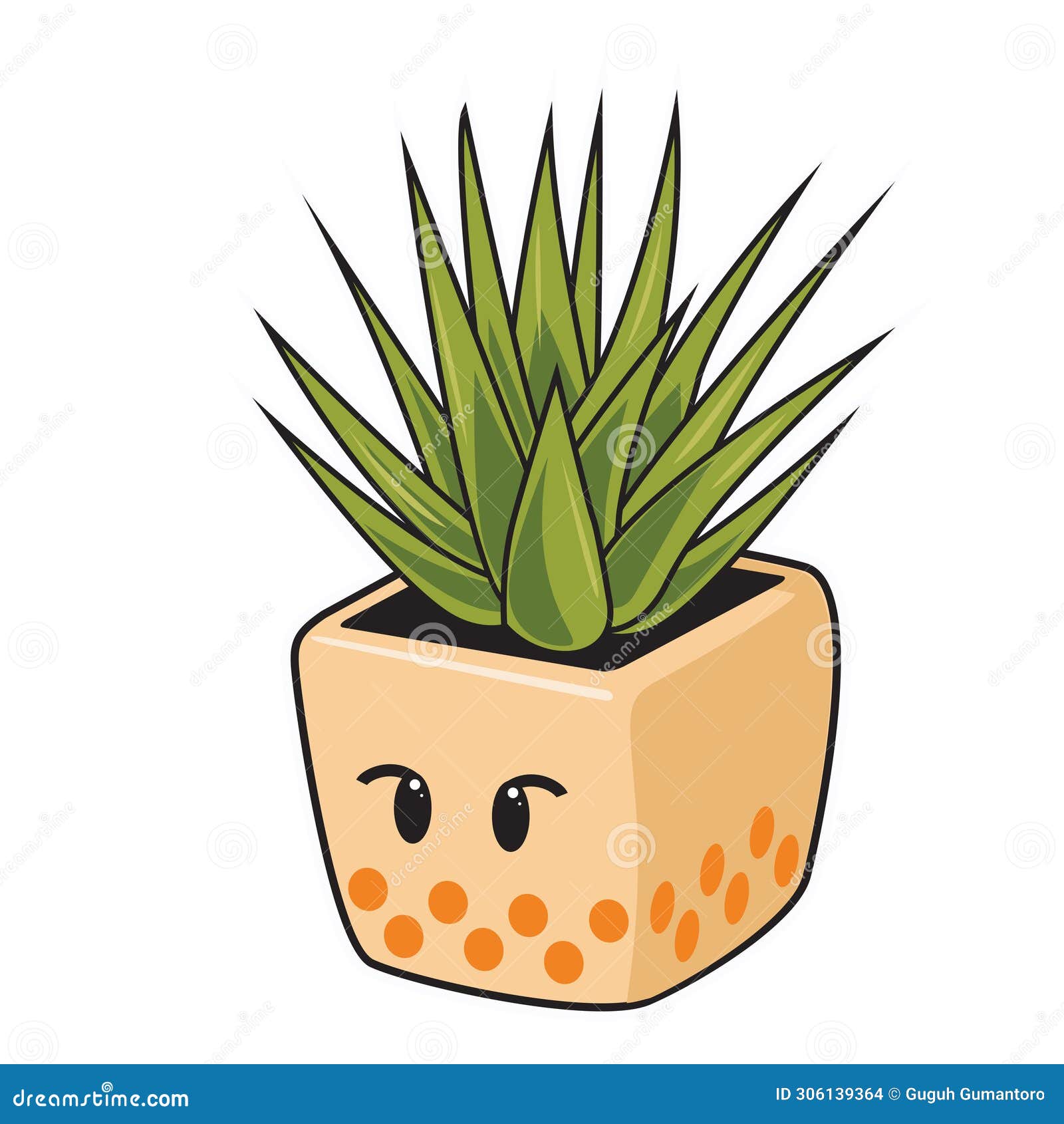 Light Brown Plant Cactus Mascot Vector Illustration Stock Illustration ...