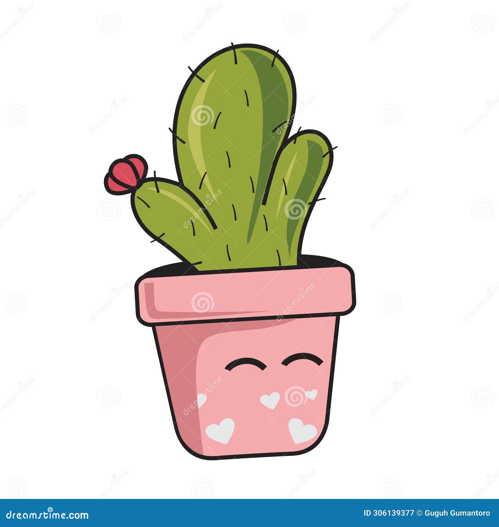 Pink Cactus Mascot Vector Illustration Stock Illustration ...