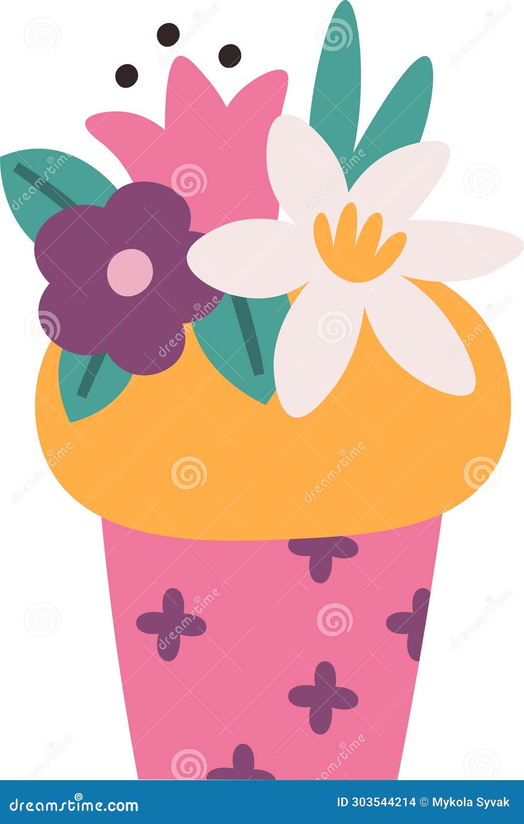 Mini Cake with Flowers stock illustration. Illustration of sweet ...