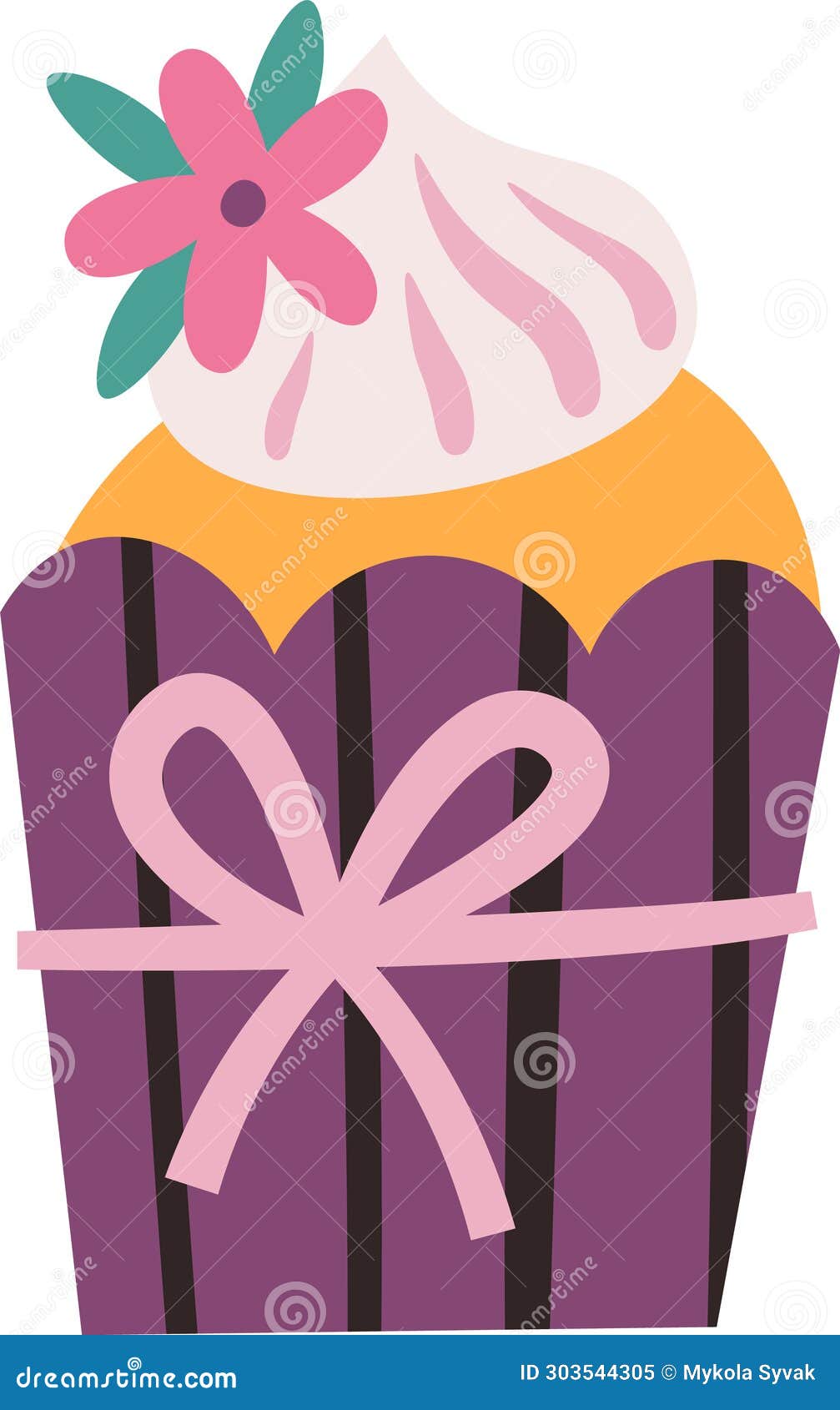Mini Cake with Flowers stock illustration. Illustration of white ...