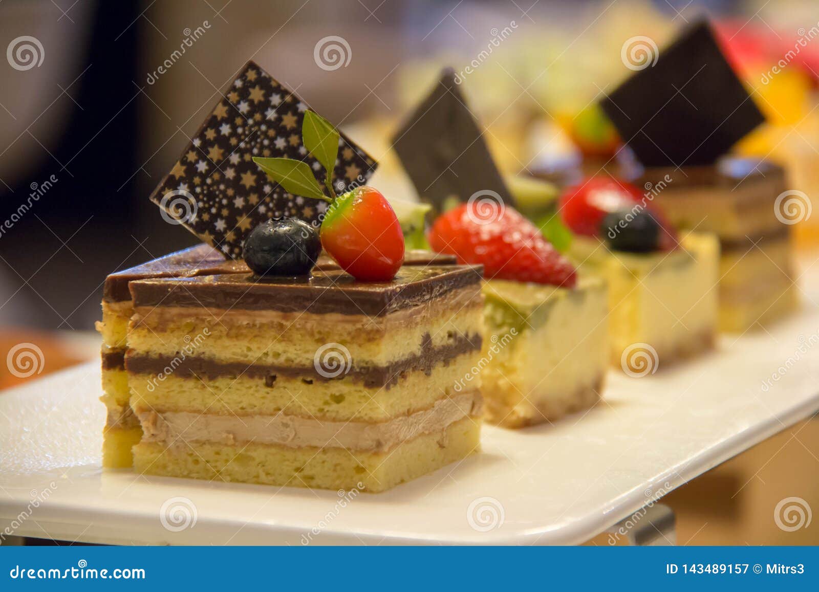 Mini Cake on Plate for Catering Stock Image - Image of gourmet, sweet ...