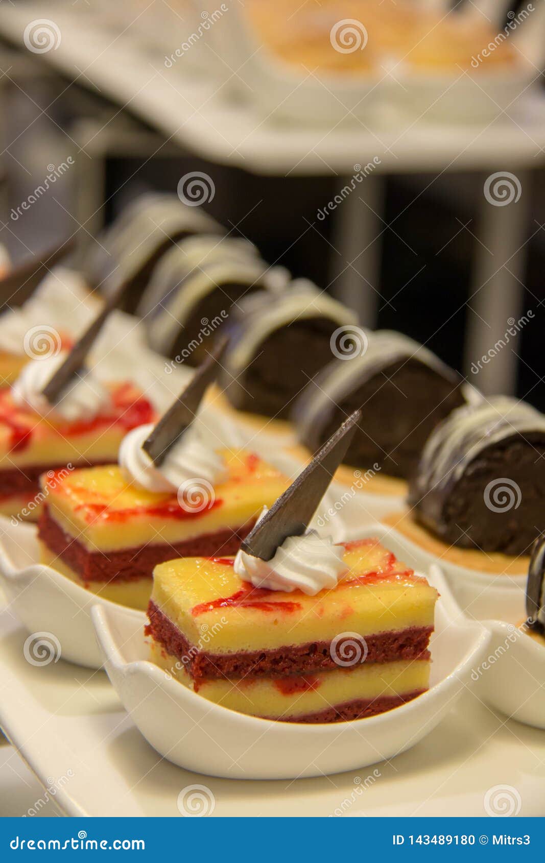 Mini Cake on Plate for Catering Stock Photo - Image of food, delicious ...