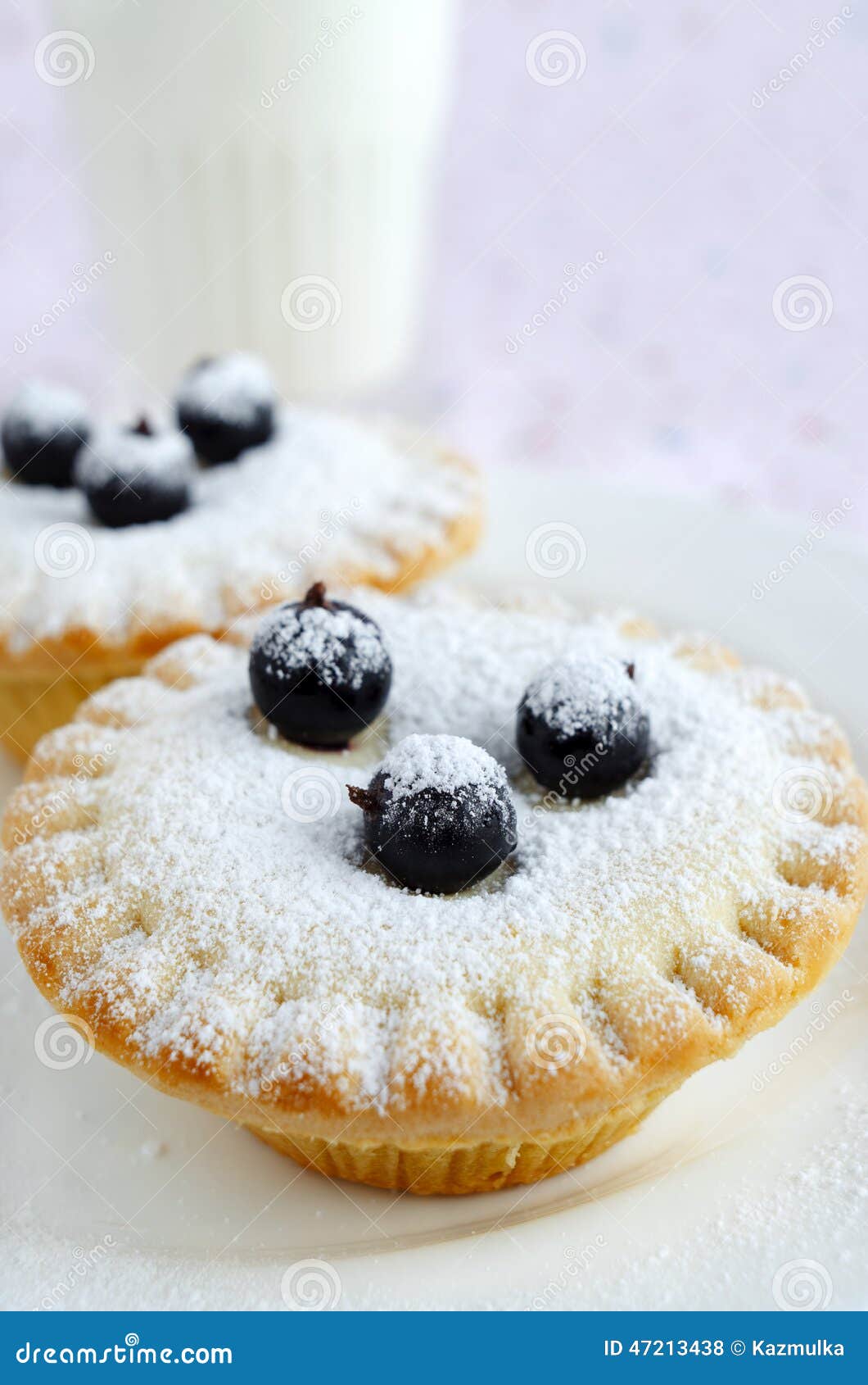 Mini Cakes with Berries and Icing Sugar Stock Photo - Image of healthy ...