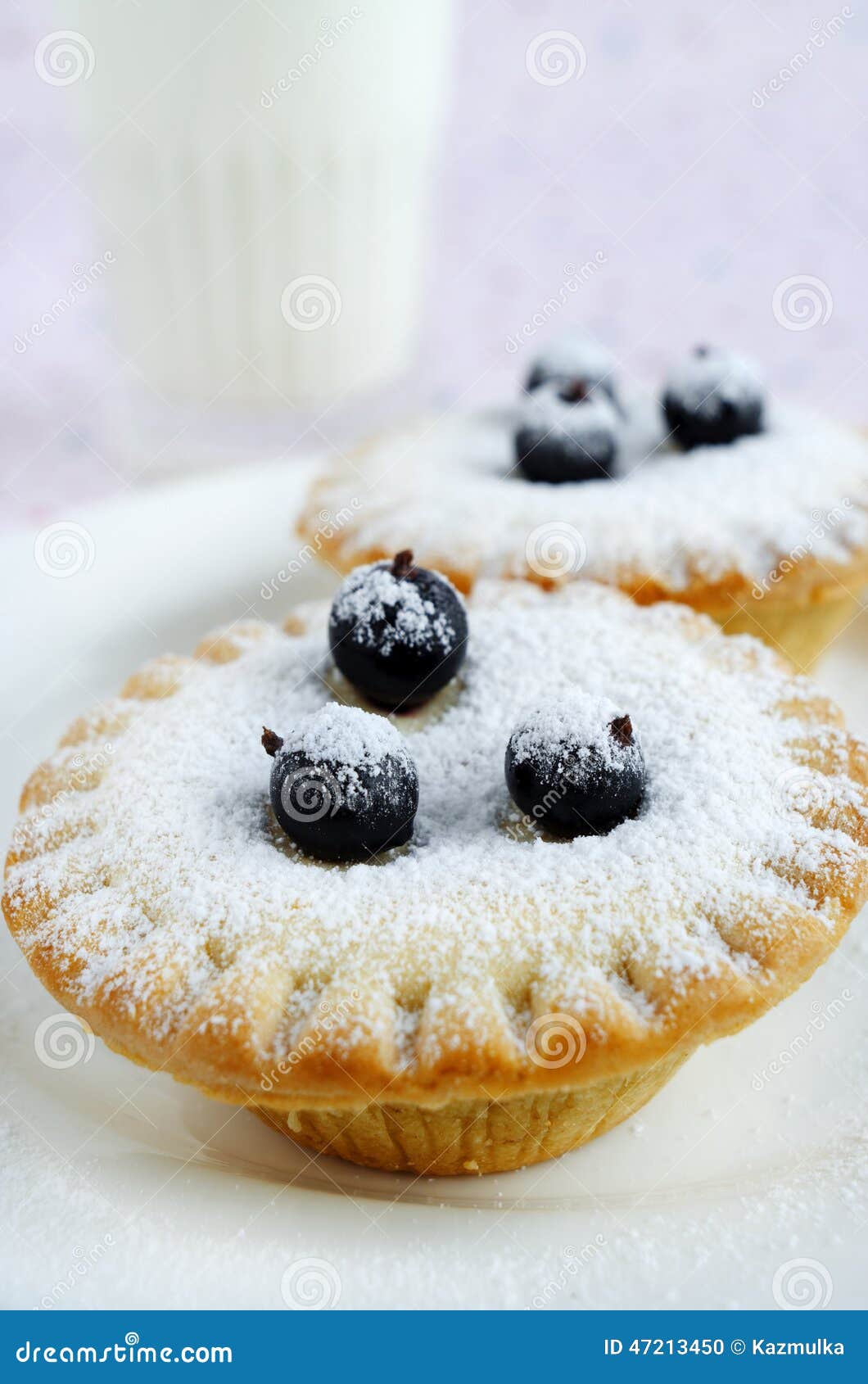 Mini Cakes with Berries and Icing Sugar Stock Photo - Image of cakes ...