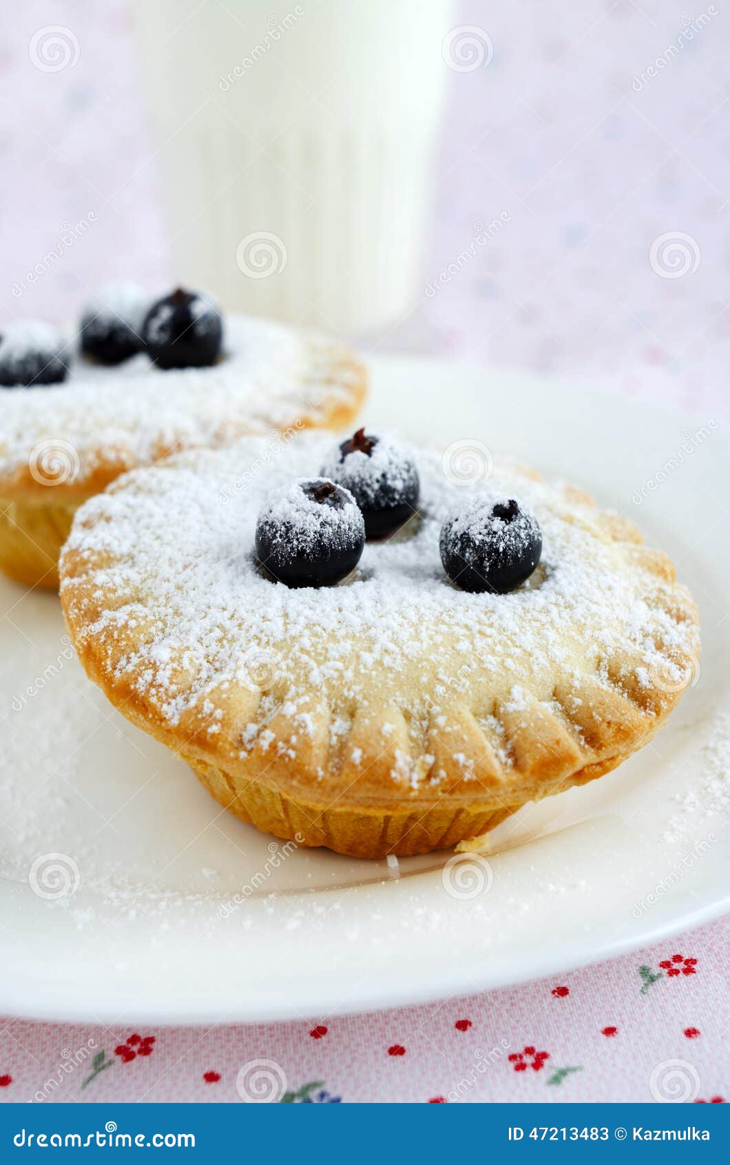 Mini Cakes with Berries and Icing Sugar Stock Image - Image of bake ...