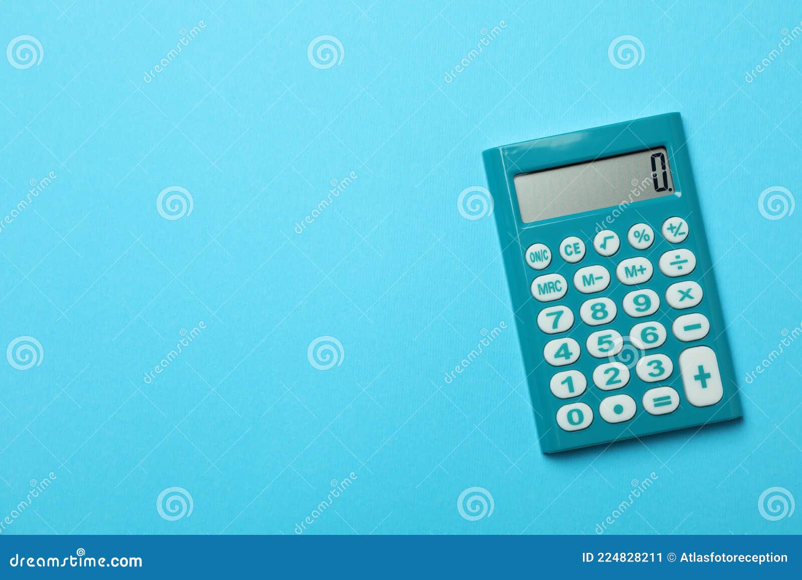 Mini Calculator on Blue Background Stock Image - Image of modern ...