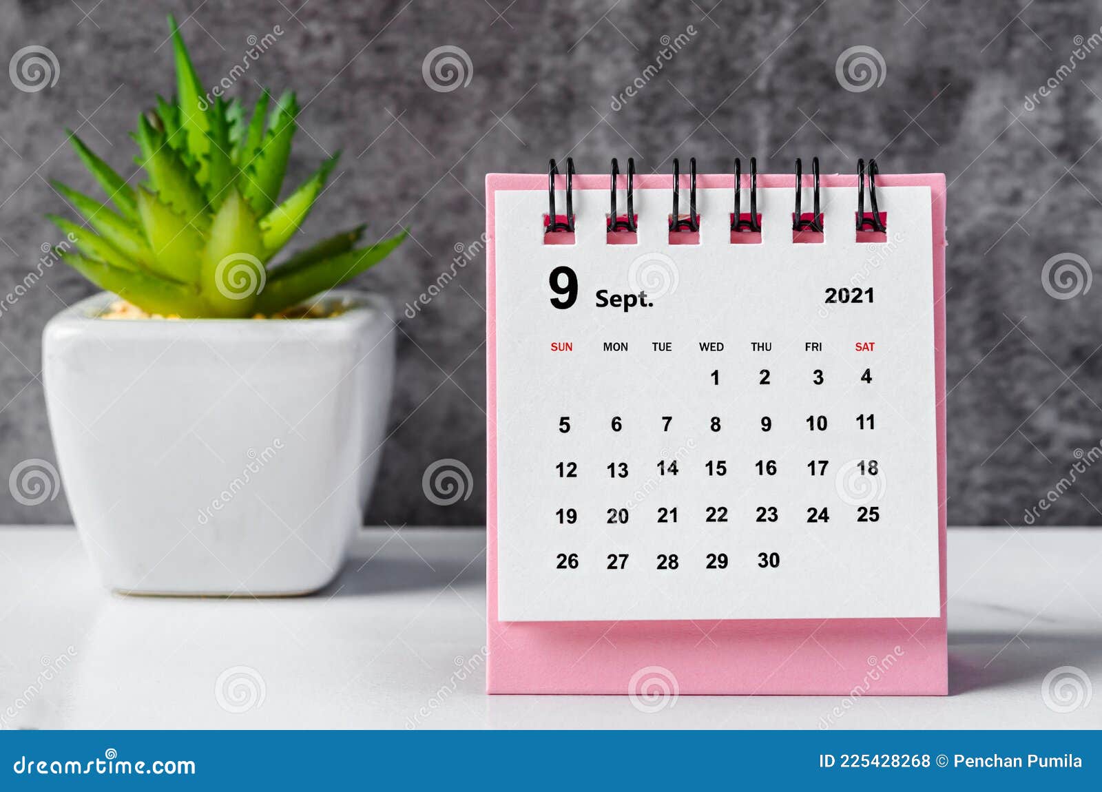 Mini Calendar September 2021 Stock Photo - Image of page, empty: 225428268
