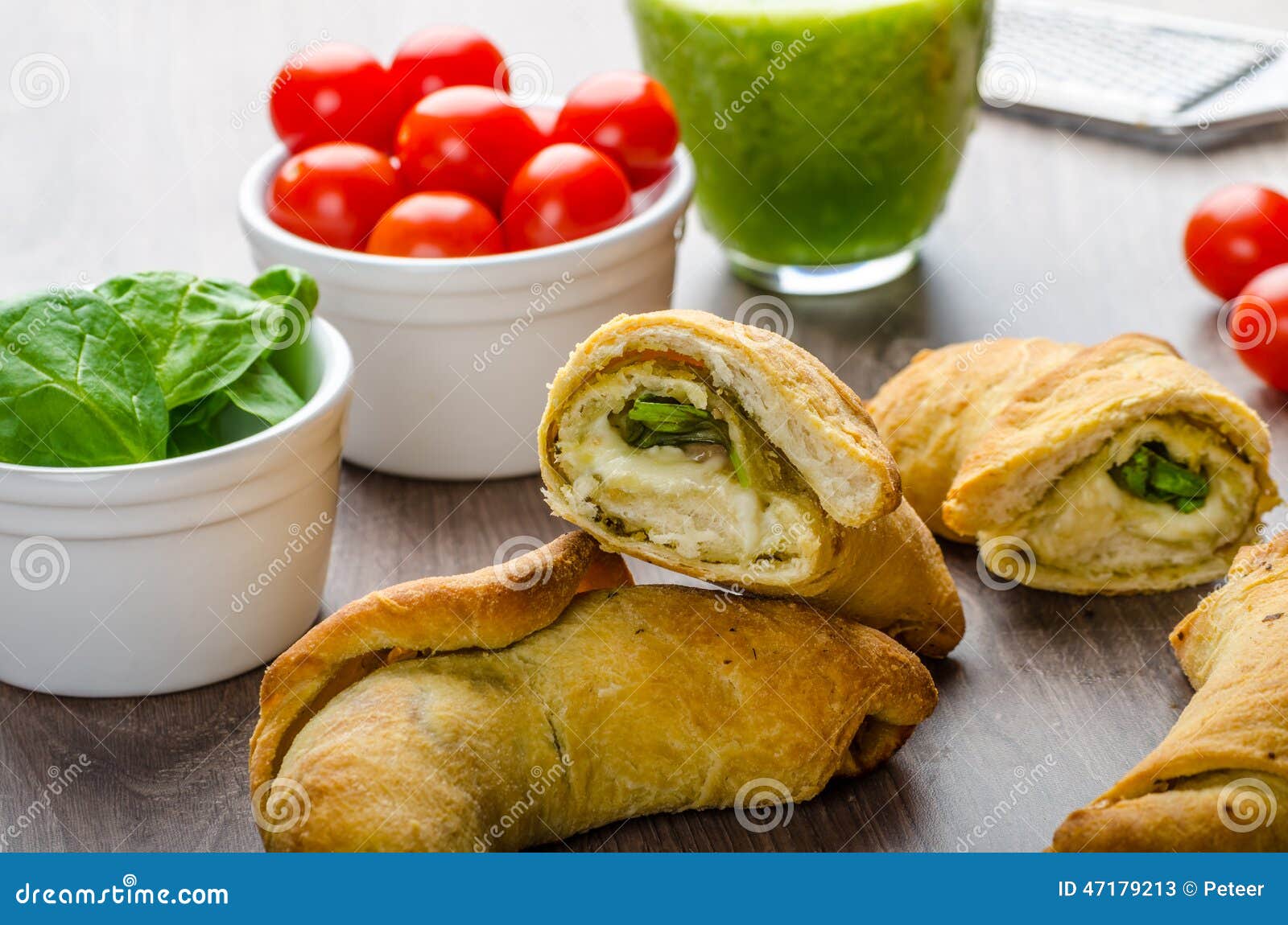 Mini Calzone Roll with Herbs and Cheese Stock Image - Image of cooked ...