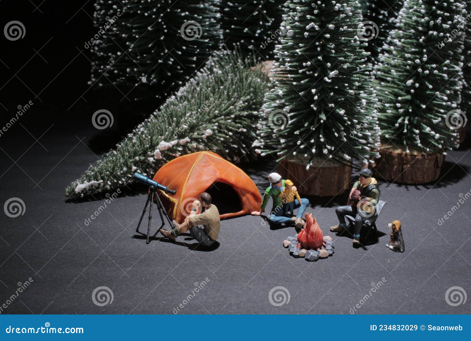 A Mini Camping Concept. Fun Mini Figure Camp and Picnic Stock Image ...