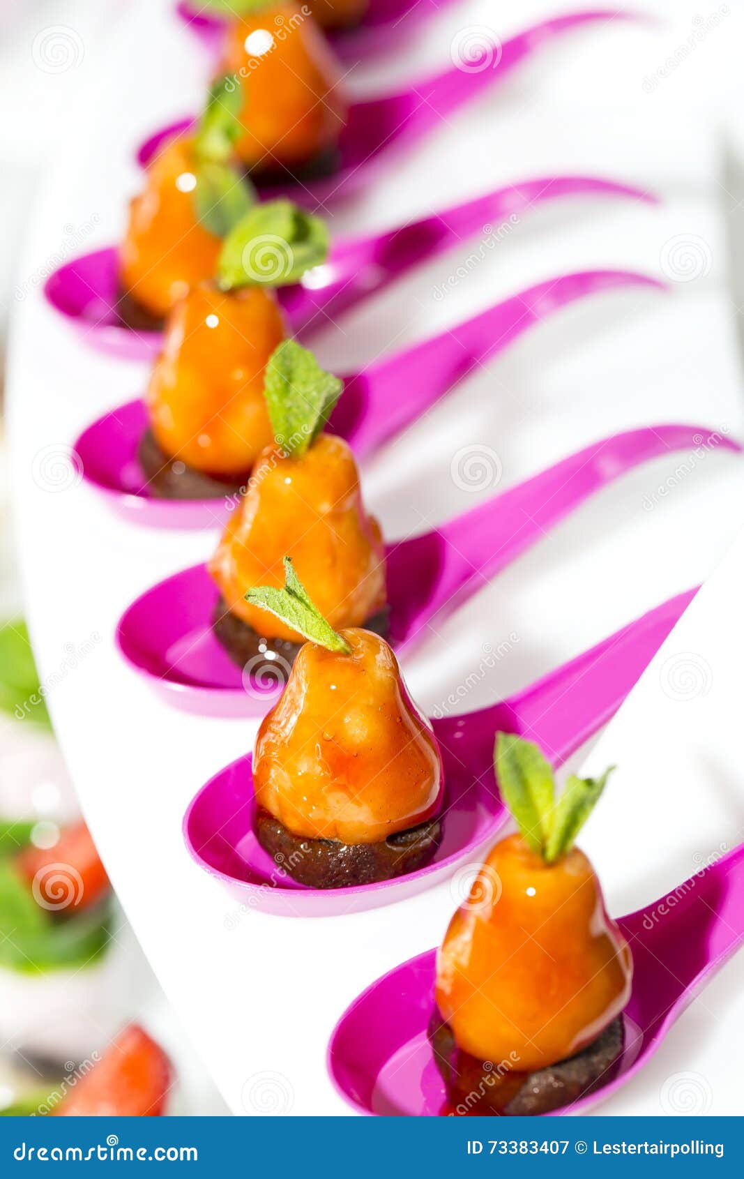 Mini canape stock image. Image of edible, glass, decorated - 73383407