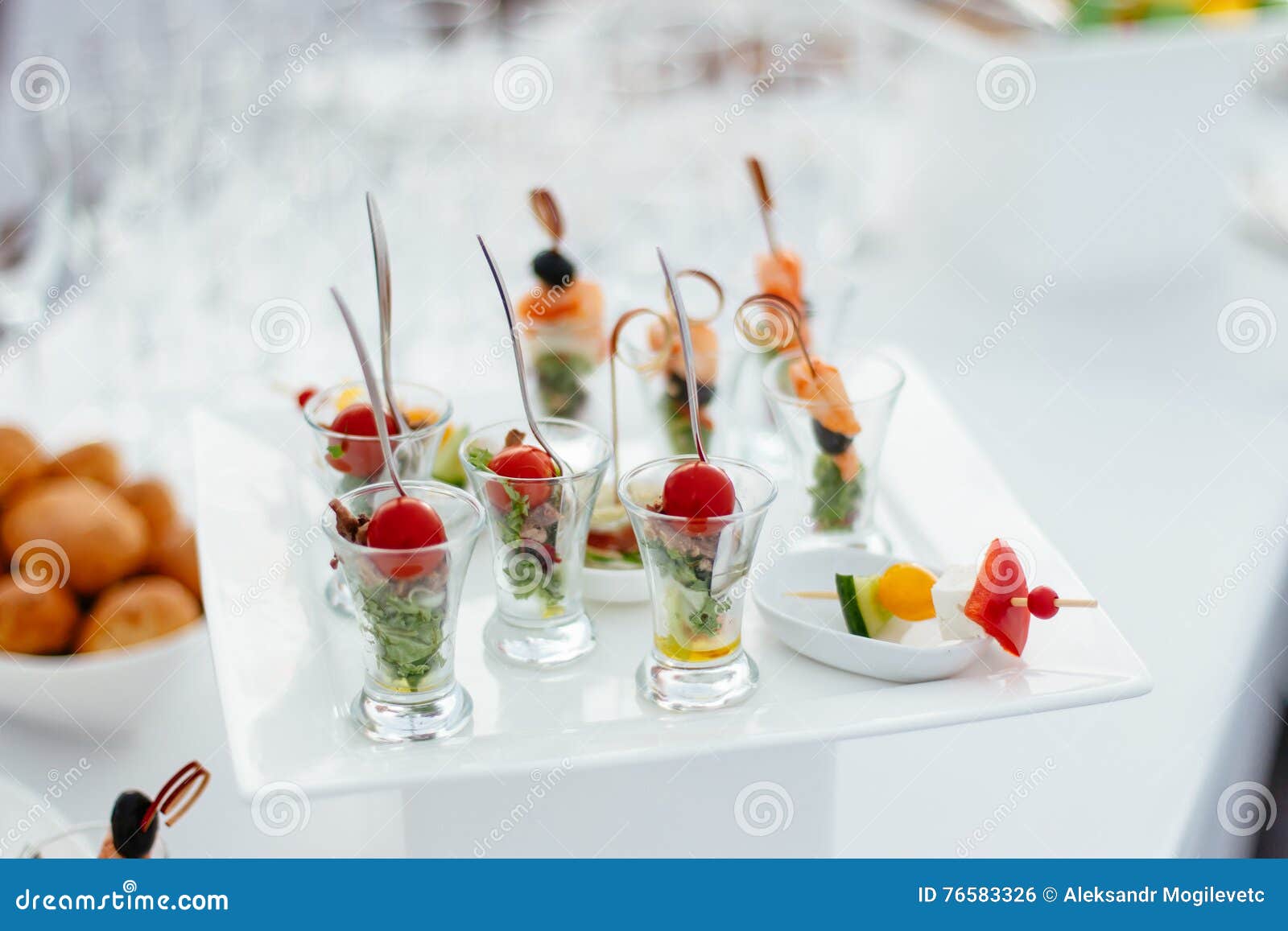 Mini Canape with Meat and Vegetables in Numerous Glass Cups-2 Stock ...