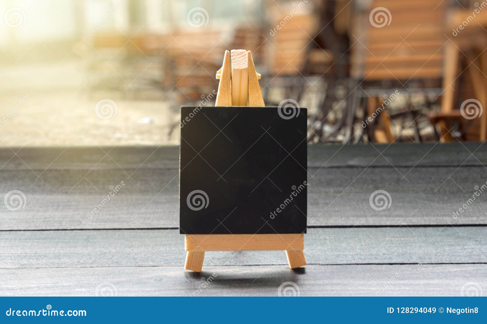 Mini Chalkboard on Wooden Table at Restaurant Stock Image - Image of ...