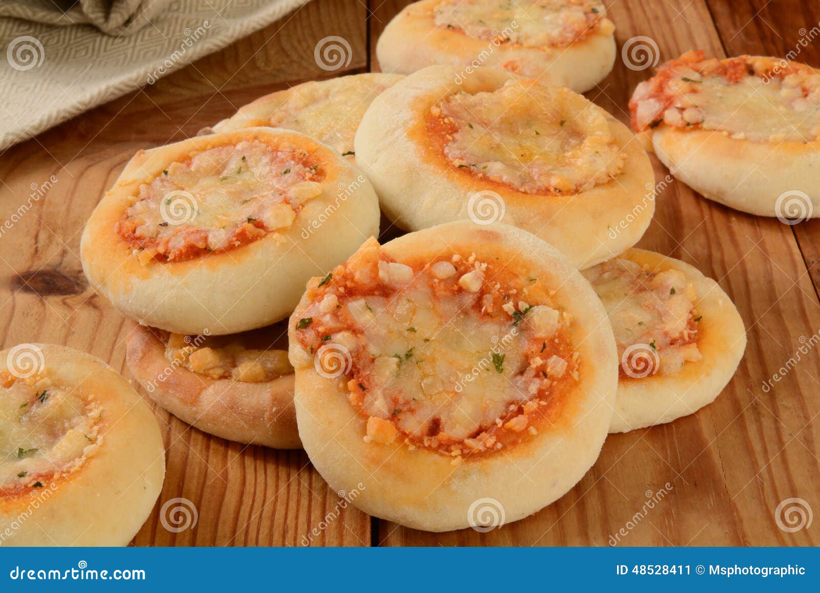 Mini Cheese Pizzas stock image. Image of crust, parmesan - 48528411