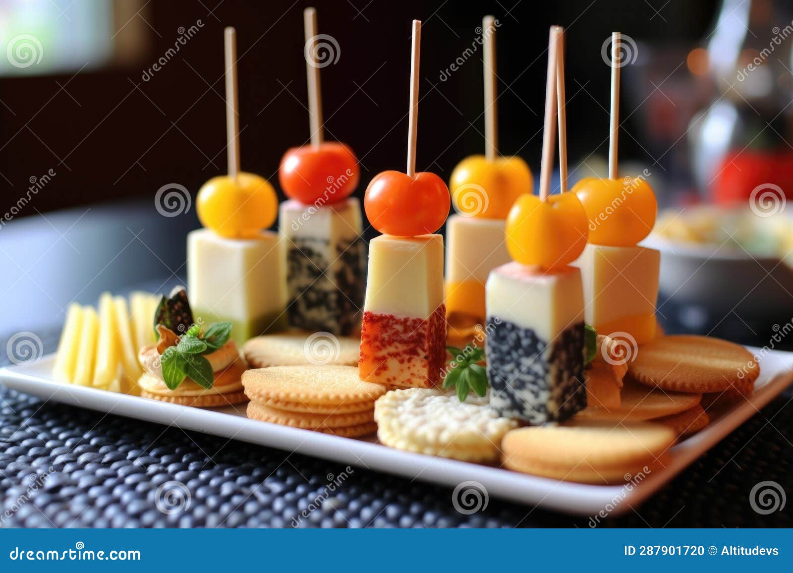 Mini Cheese Platter with Toothpicks and Appetizer Flags Stock Photo ...