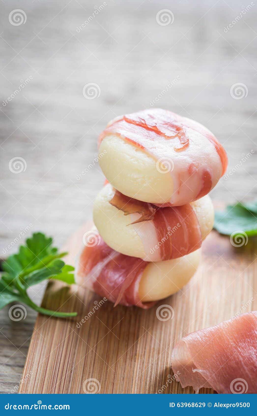 Mini Cheese and Prosciutto Wraps Stock Image - Image of food, closeup ...