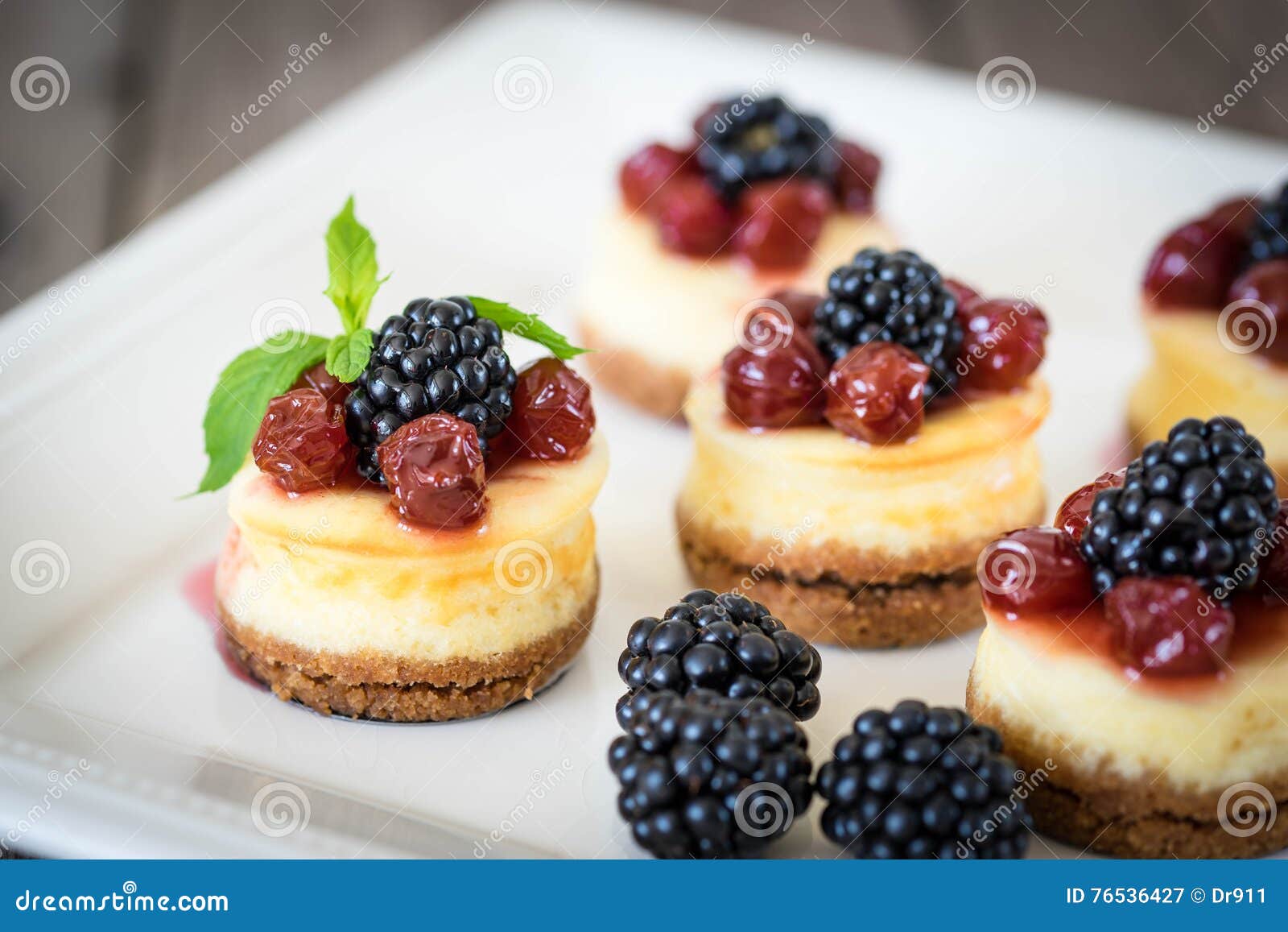 Mini Cheesecake with Cherry Stock Image - Image of indulgence, baked ...