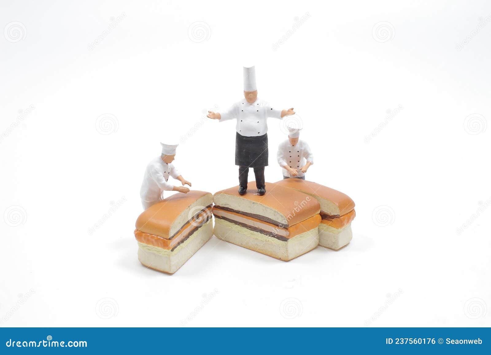 A Mini Chef with a Scale of Food Model Stock Photo - Image of meal ...