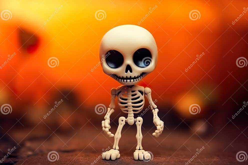 Mini Chibi Skeleton in Forest Background Stock Image - Image of ...