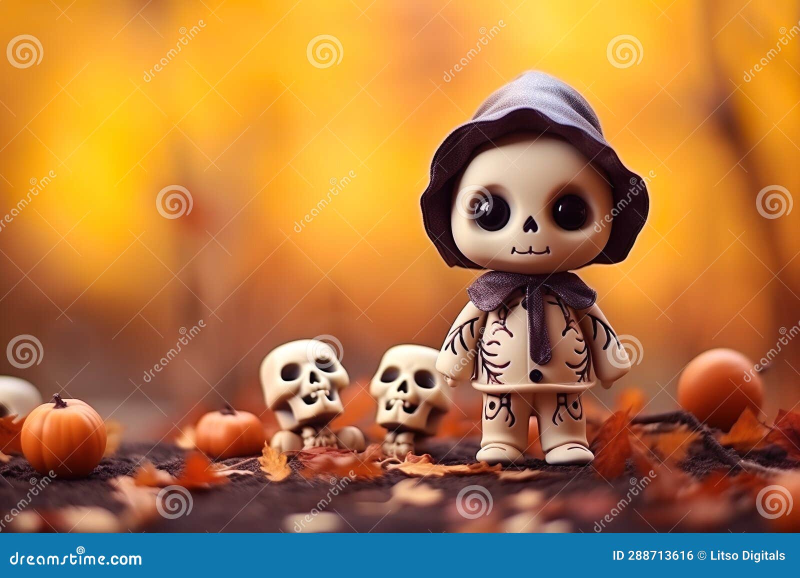 Mini Chibi Skeleton In Forest Background Stock Photo | CartoonDealer ...