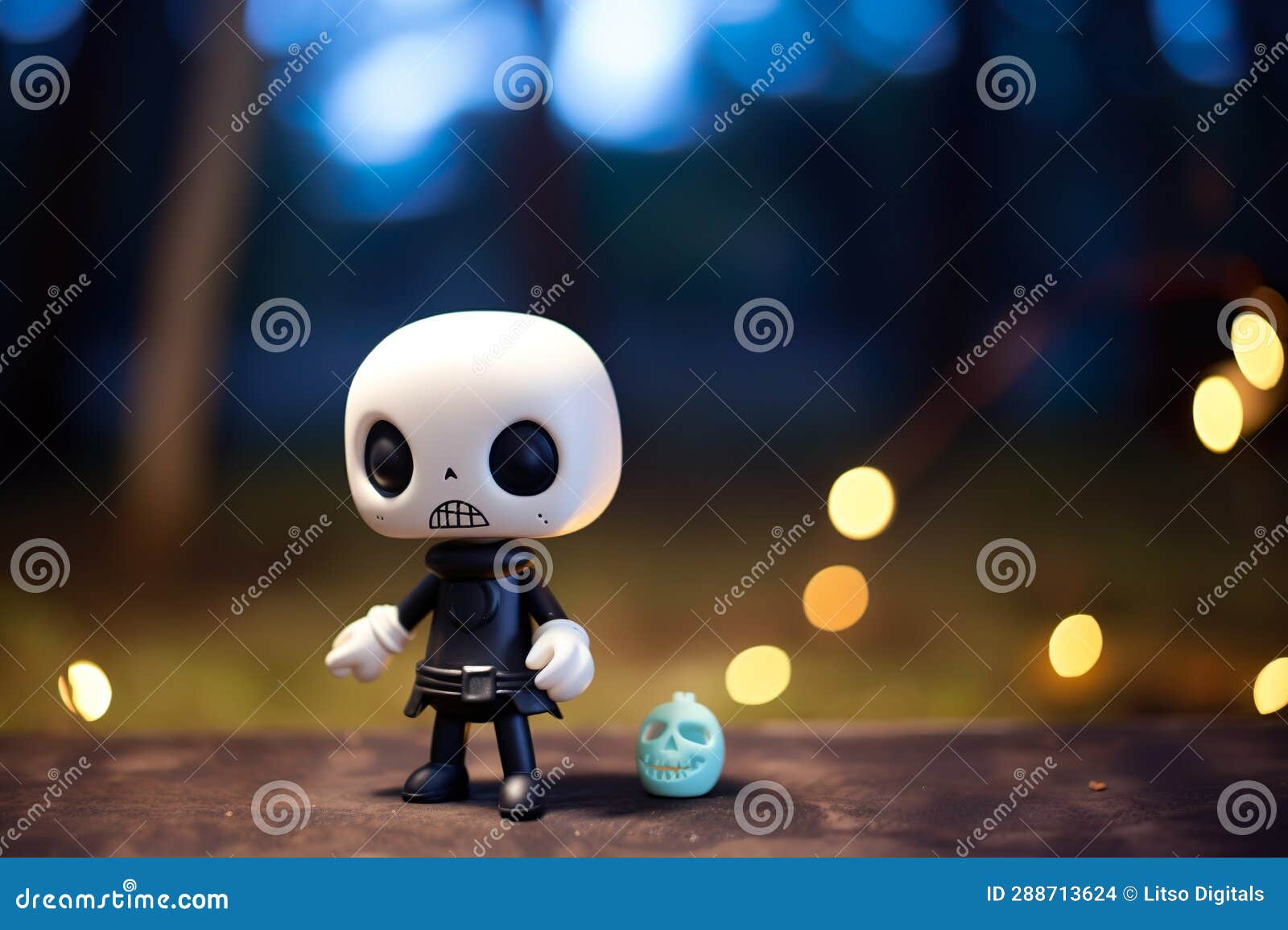 Mini Chibi Skeleton In Forest Background Stock Photo | CartoonDealer ...