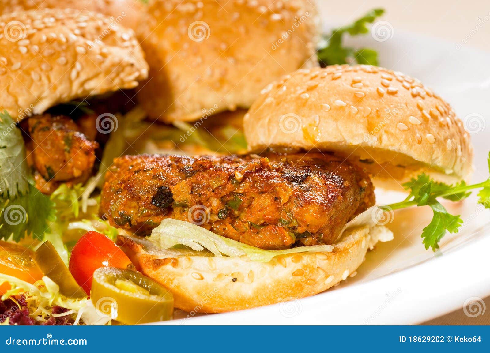 Mini chicken burgers stock photo. Image of cooking, grilled - 18629202