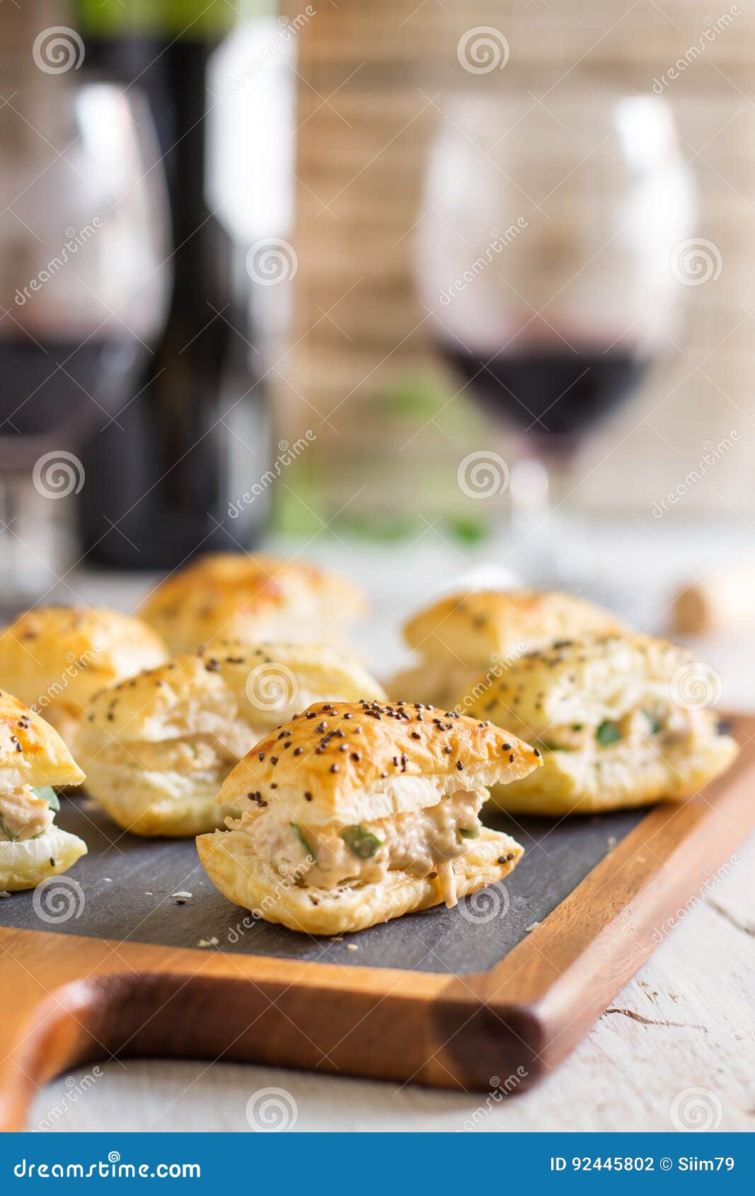 Mini Chicken Puff Pastry Appetizers - Bite Size Party Food Stock Photo ...