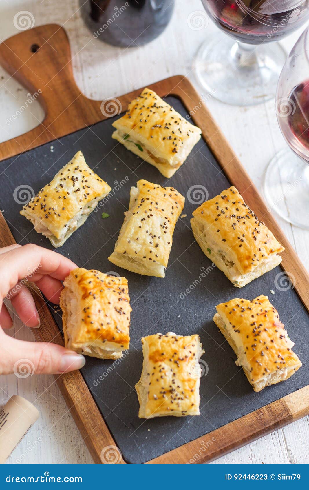 Mini Chicken Puff Pastry Appetizers - Bite Size Party Food Stock Image ...