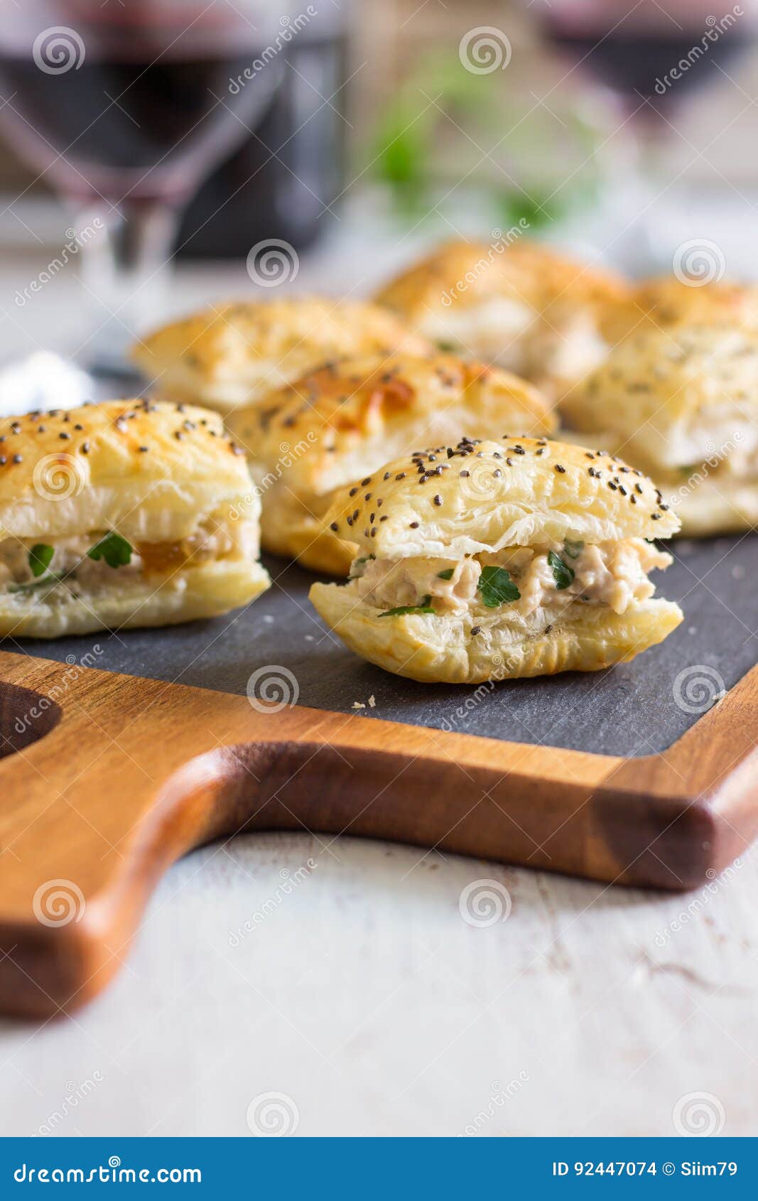 Mini Chicken Puff Pastry Appetizers - Bite Size Party Food Stock Photo ...