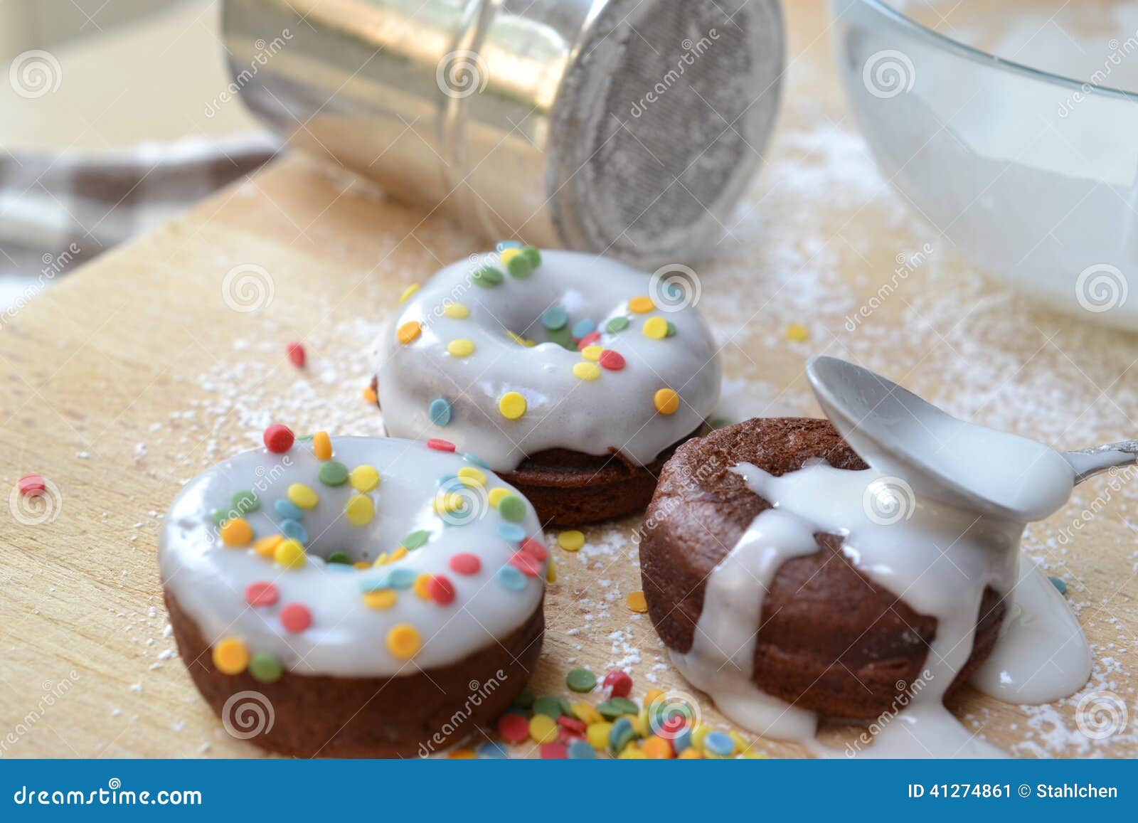 Mini chocolate cake donuts stock image. Image of icing - 41274861