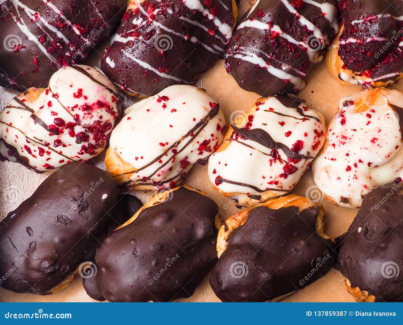 Mini Chocolate Eclairs, Closeup Stock Image - Image of food, culinary ...