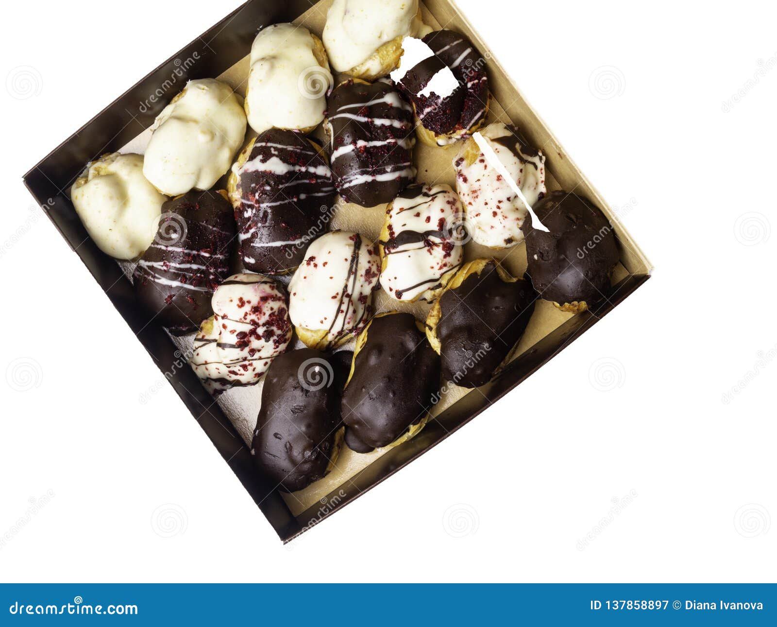 Mini Chocolate Eclairs, Isolated on White, Ekler Stock Image - Image of ...