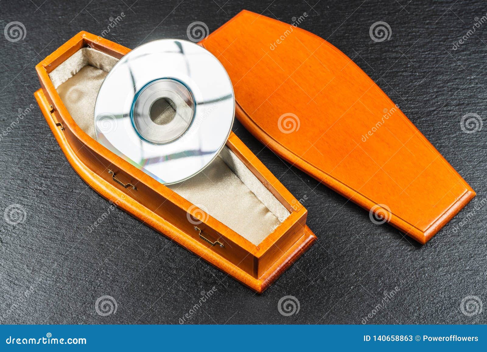 Mini Compact Disc or Pocket Compact Disc in Coffin.Concept Stock Image ...