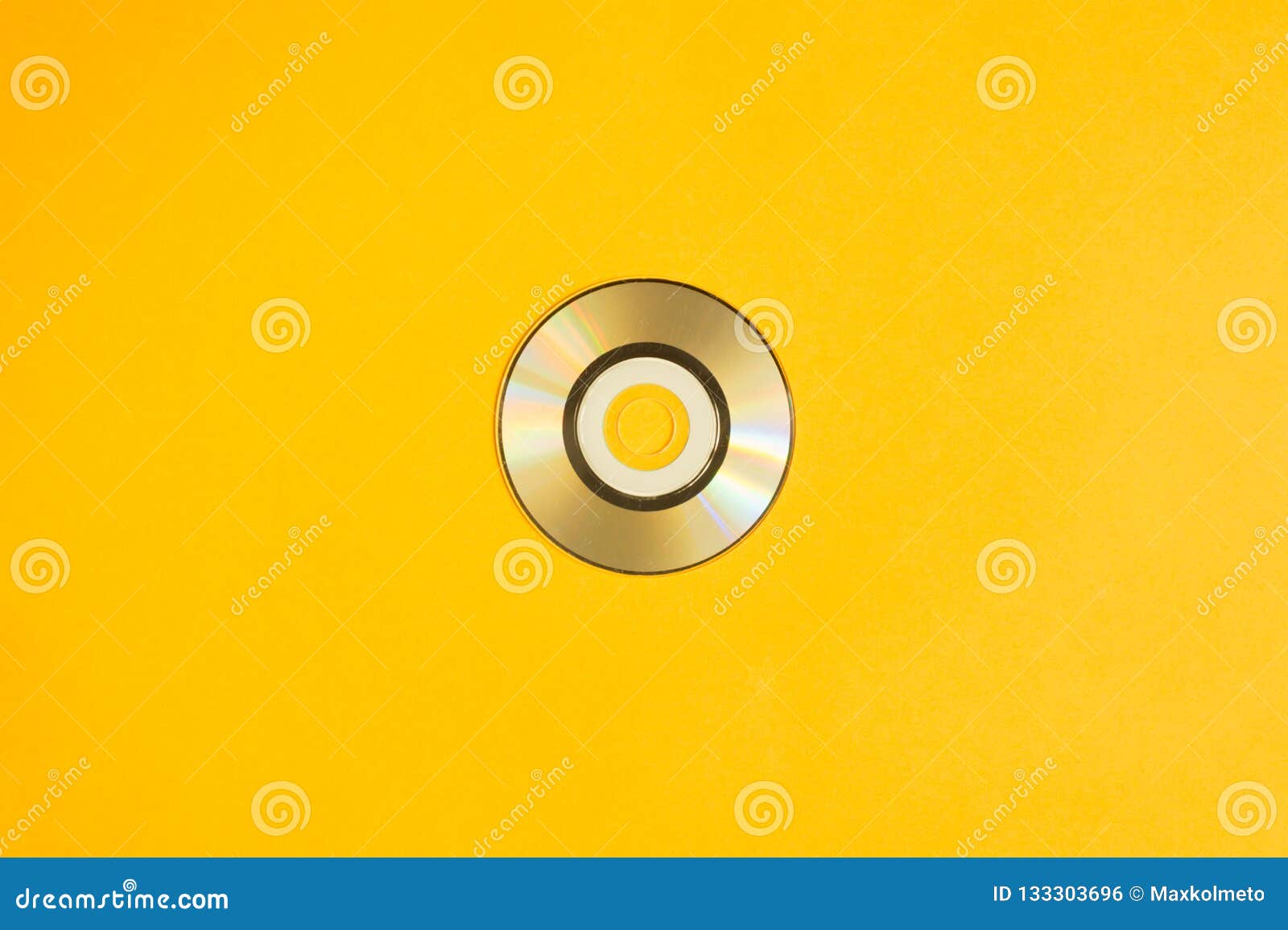 Mini Compact Disc on Yellow Background. Copy Space Stock Photo - Image ...