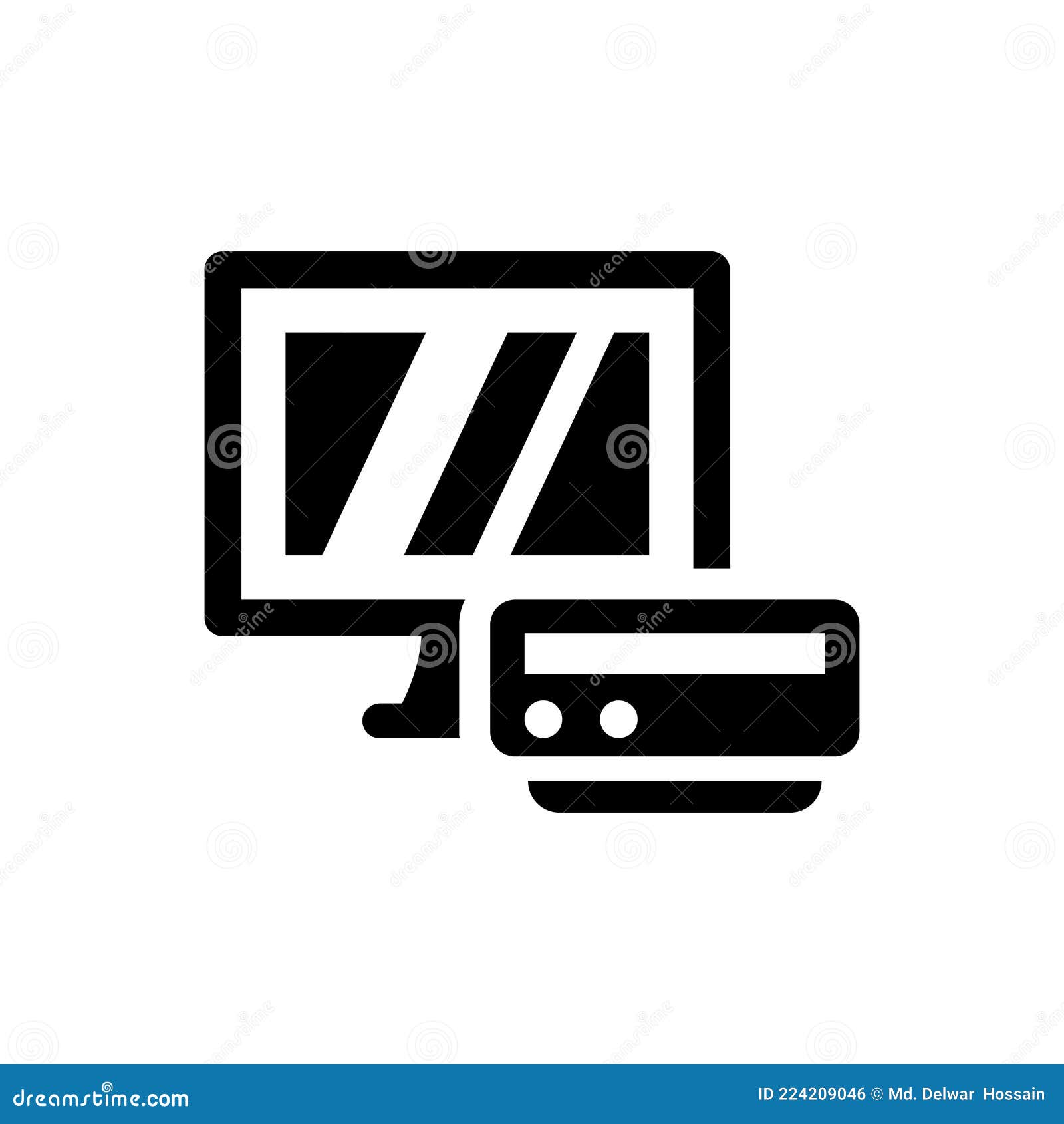 Mini computer icon stock vector. Illustration of vector - 224209046