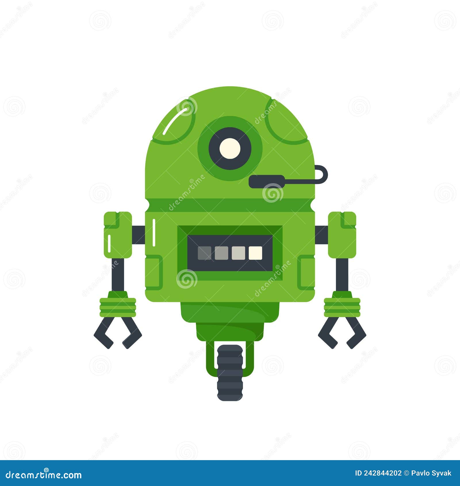 Mini Cyborg, Ai Robot Character. Artificial Intelligence Green Bot with ...