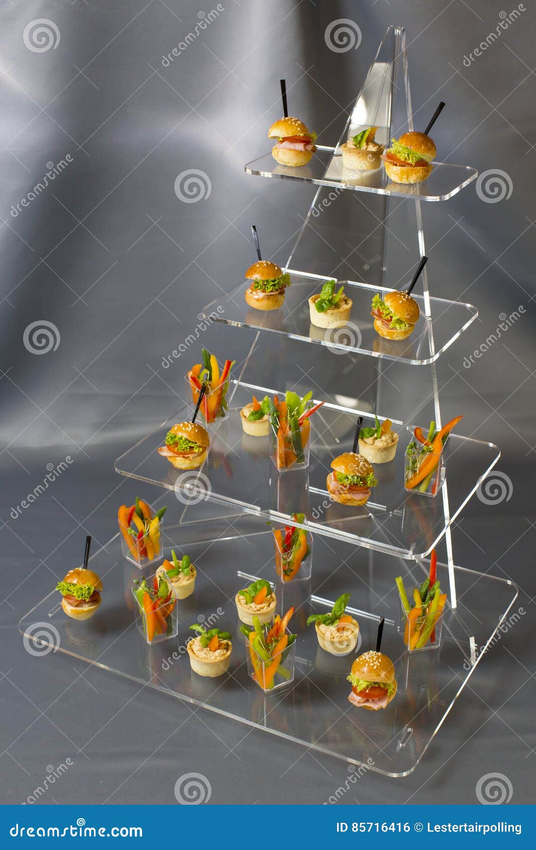 Mini Desserts and Meat Canapes Vegetable Snacks Stock Photo - Image of ...