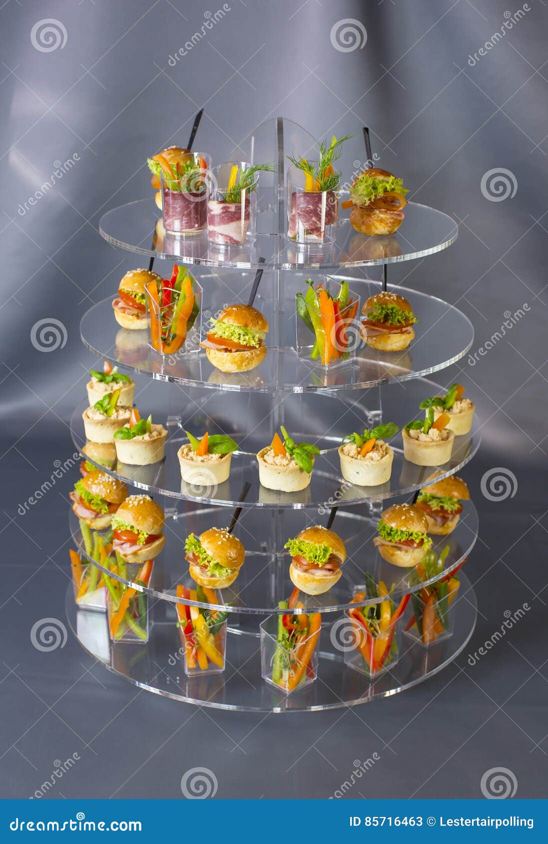 Mini Desserts and Meat Canapes Vegetable Snacks Stock Image - Image of ...