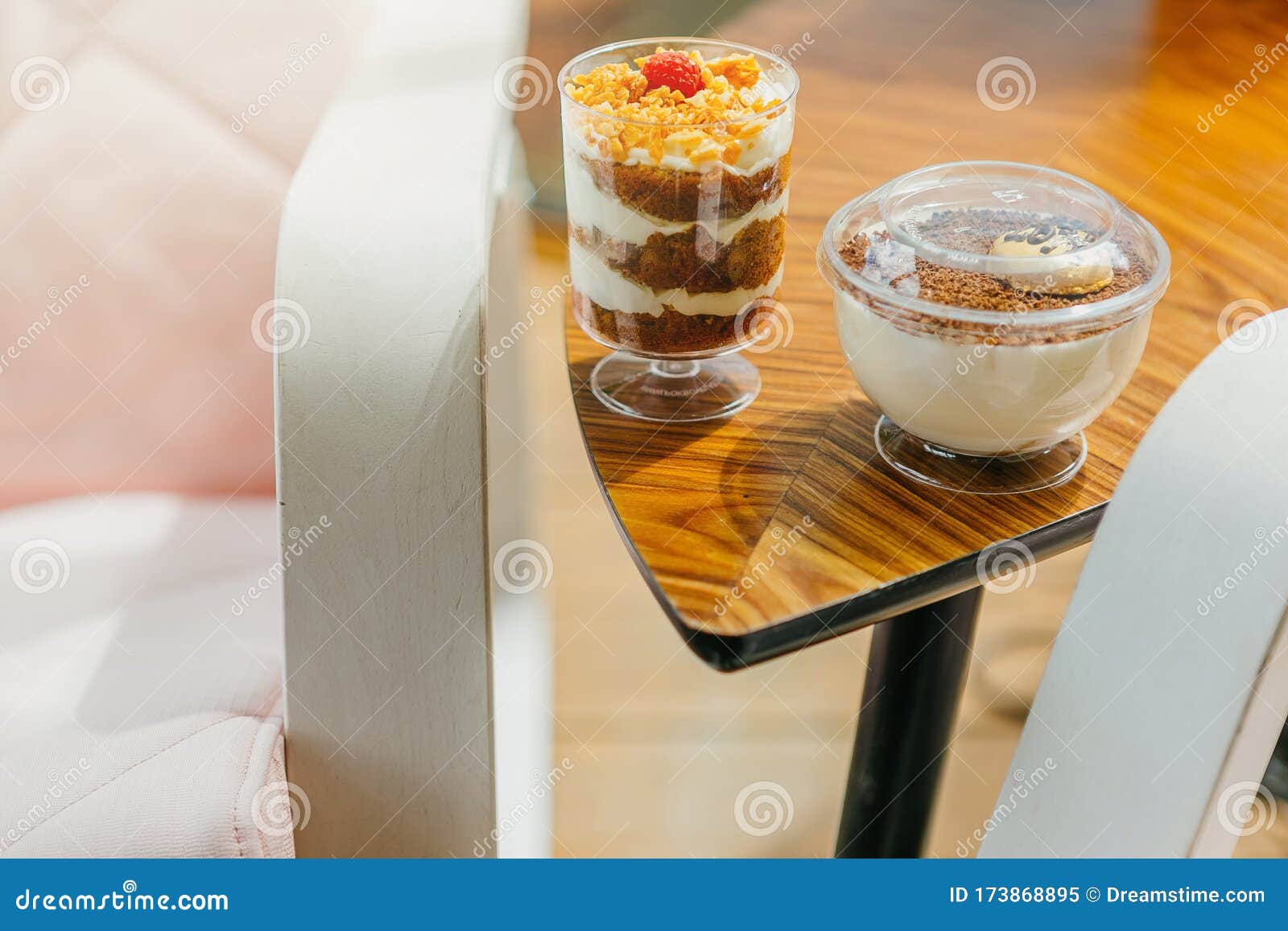 Mini Desserts Snacks in Plastic Cups. on the Table Stock Image - Image ...