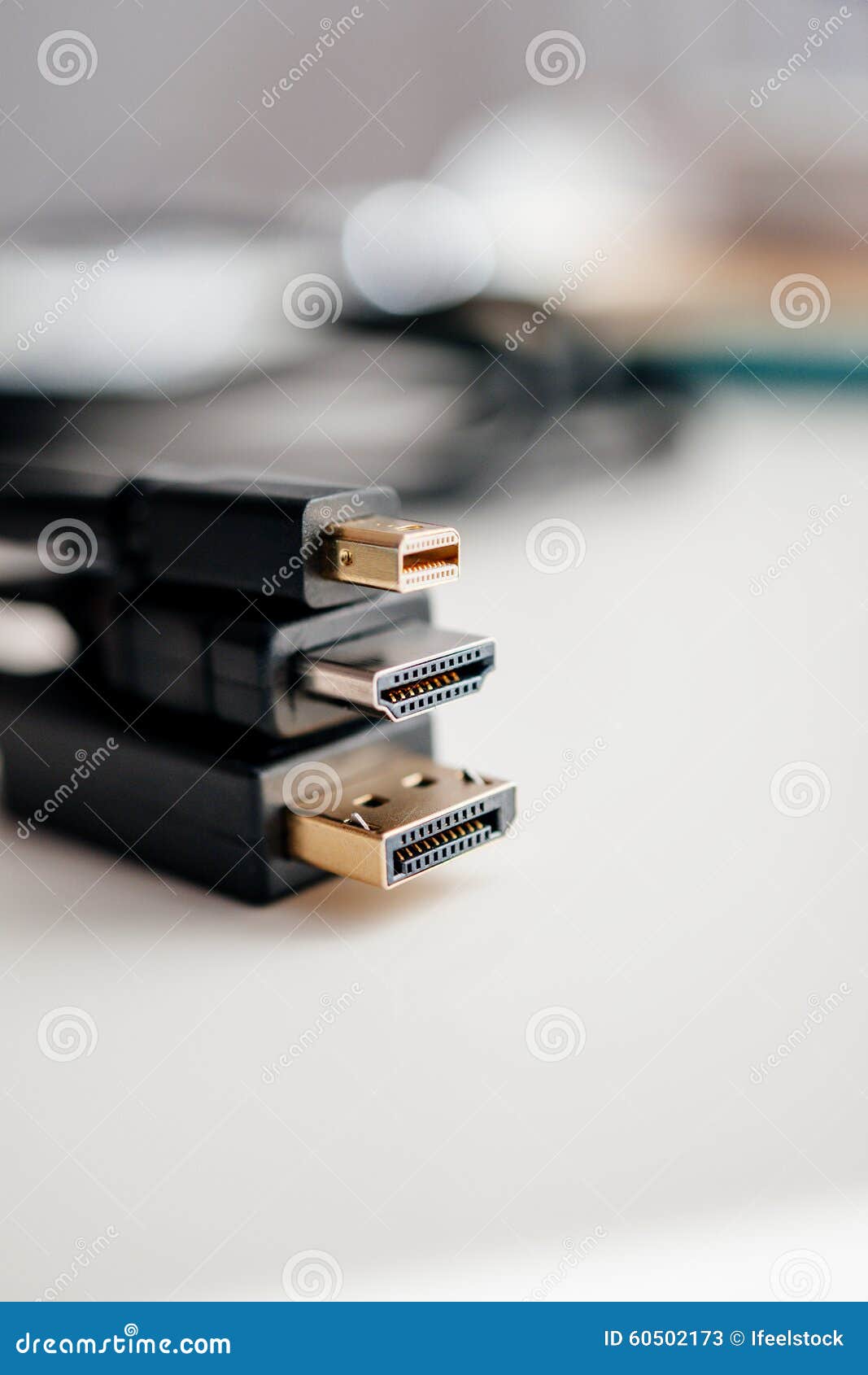 Mini DisplayPort, HDMI and DVi Cables Connectors Stock Image - Image of ...