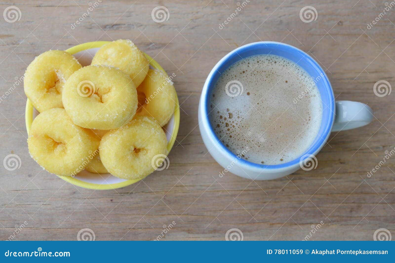 Mini Donuts on Cup and Milk Coffee Stock Image - Image of coffee, foam ...
