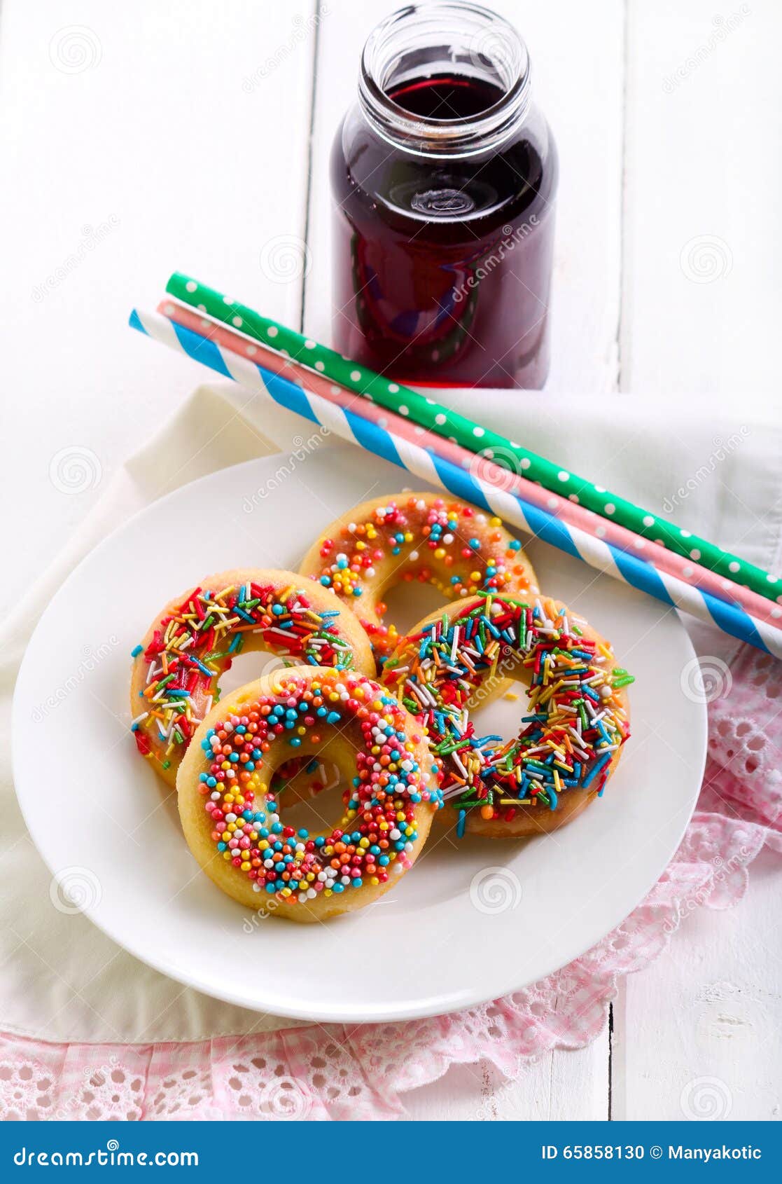 Mini Donuts with Sweet Sprinkles Stock Photo - Image of confectionary ...