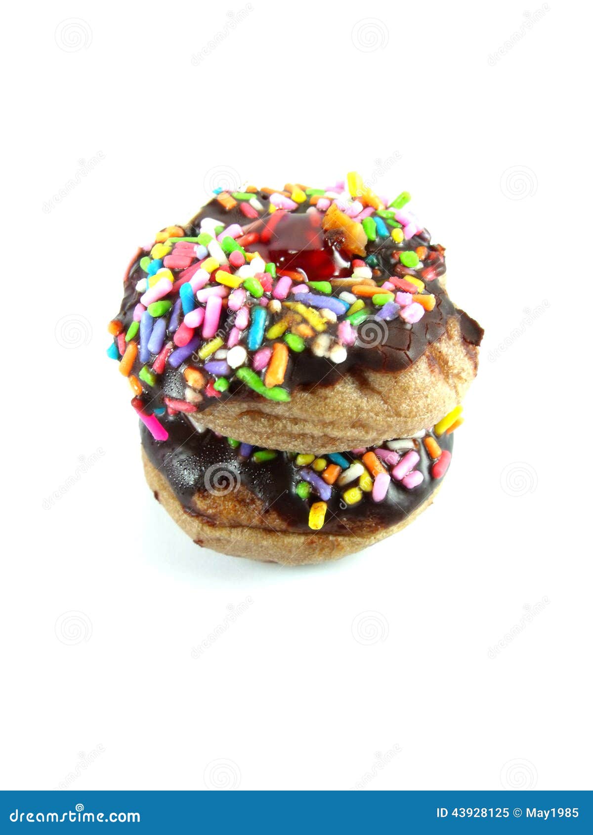 Mini Doughnuts with Chocolate on White Background Stock Image - Image ...